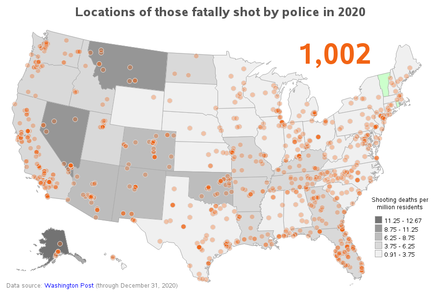 US Police Shootings Map 2020