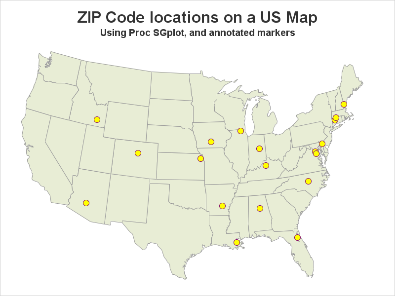 Zipcode Dots Annotated On A Sgplot